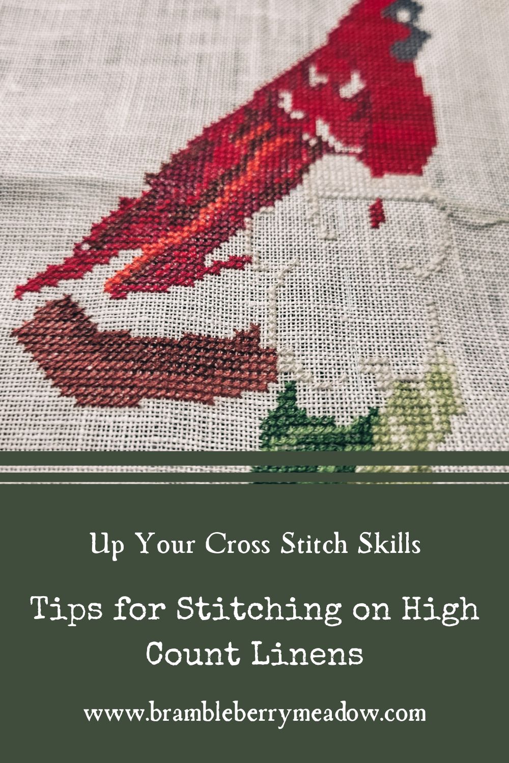Cross Stitch on High Count Linen - Brambleberry Meadow